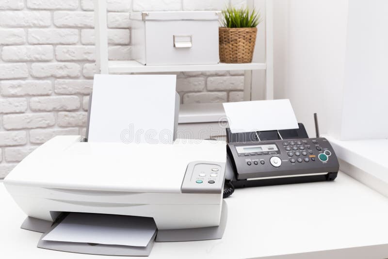Printer and fax machine stock photo. Image of background - 61900128