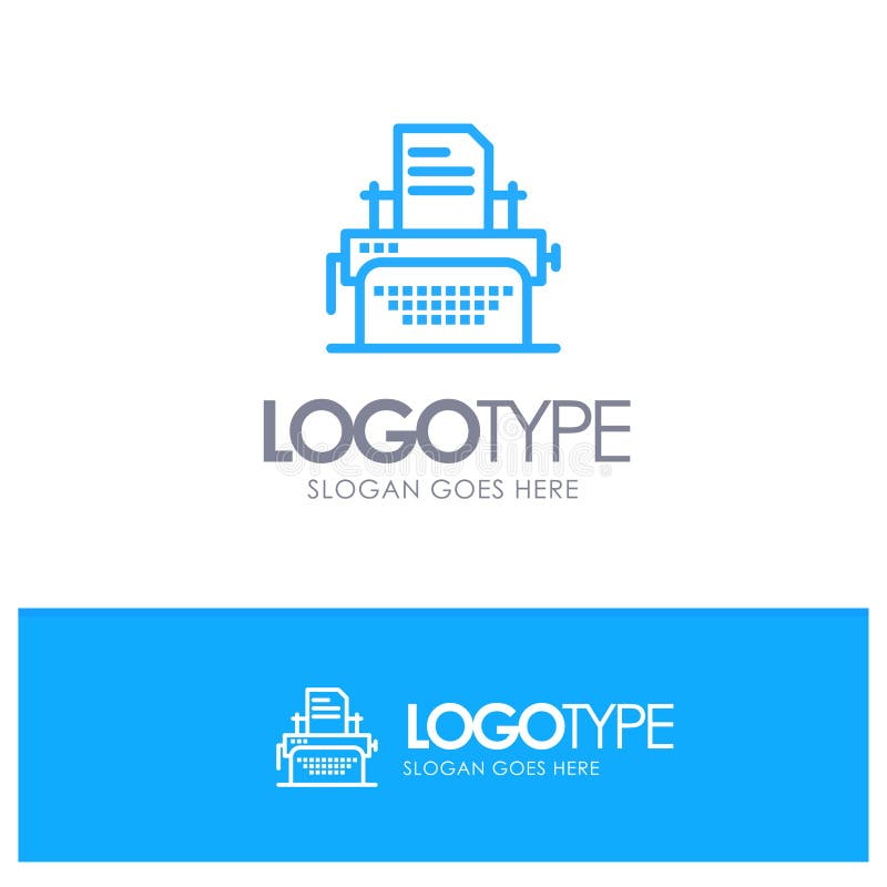 Printer, Fax, Print, Machine Blue Outline Logo Place for Tagline Stock ...