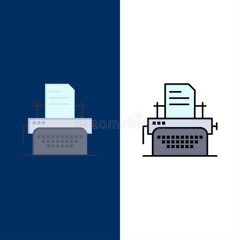 Printer, Fax, Print, Machine Icons. Flat and Line Filled Icon Set ...