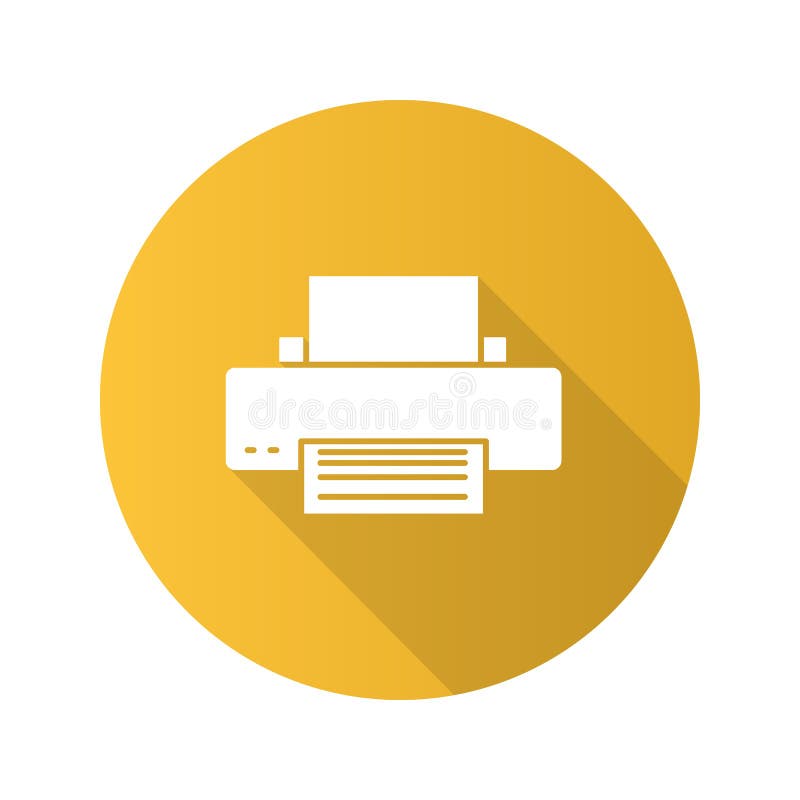 Printer Flat Design Long Shadow Glyph Icon Stock Vector - Illustration ...