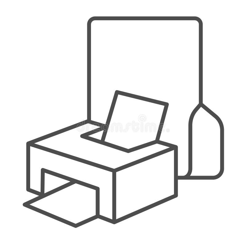 Printer Folder Thin Line Icon, Windows Pack Concept. Vector Graphics ...