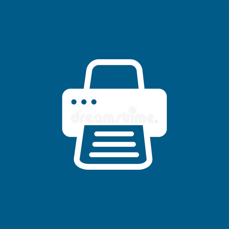 Printer Icon on Blue Background. Blue Flat Style Vector Illustration ...