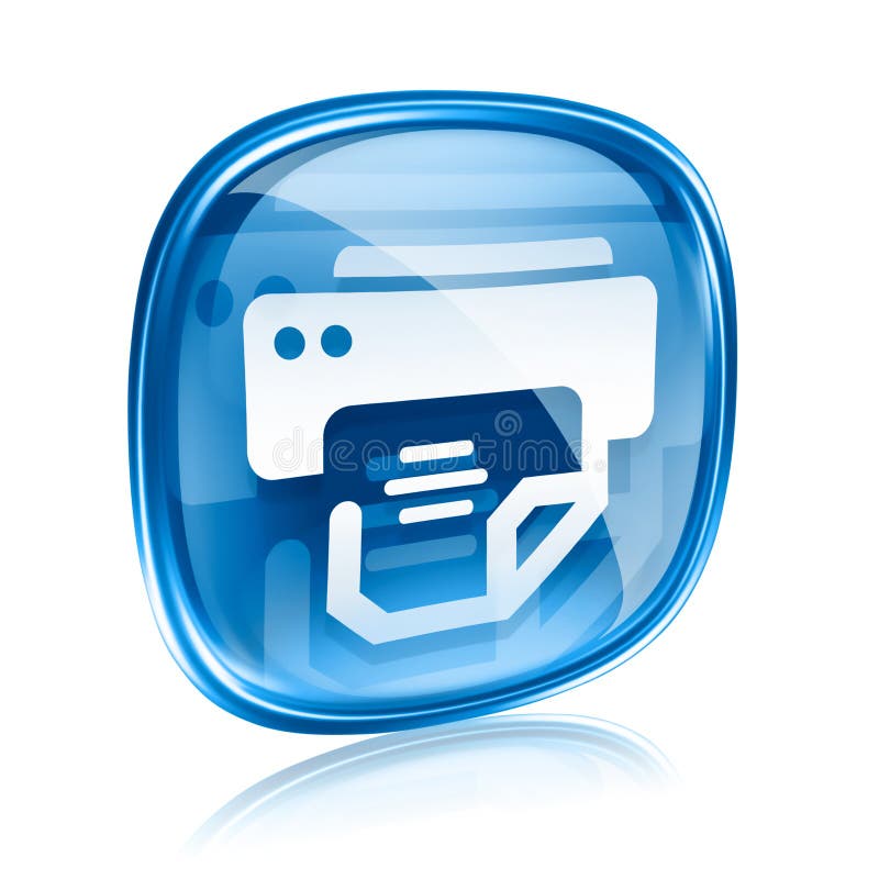 Printer icon blue glass stock illustration. Illustration of office ...