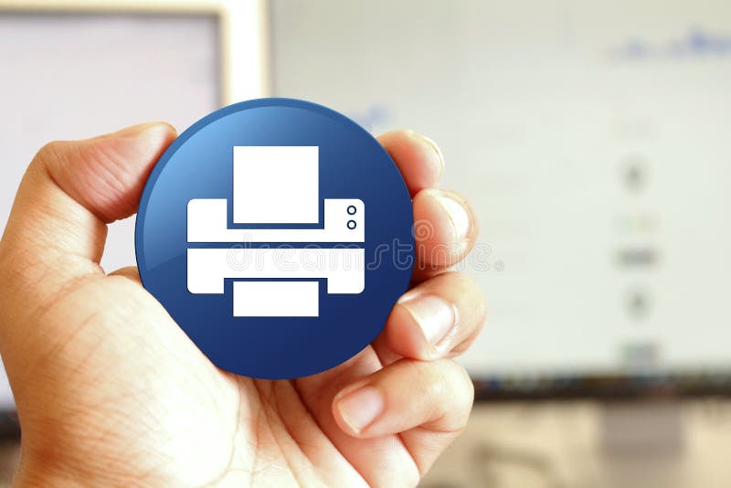 Printer on Button stock image. Image of macro, isolated - 4121411