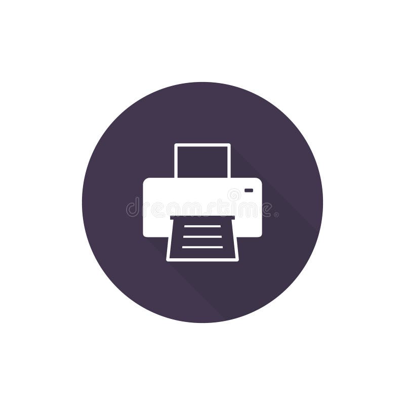 Printer Icon on Circle Button, Vector Simple Flat Isolated Symbol Stock ...
