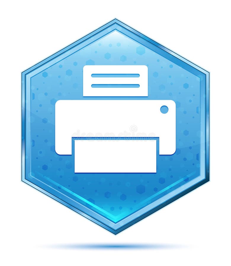 Printer Icon Crystal Blue Hexagon Button Stock Illustration ...