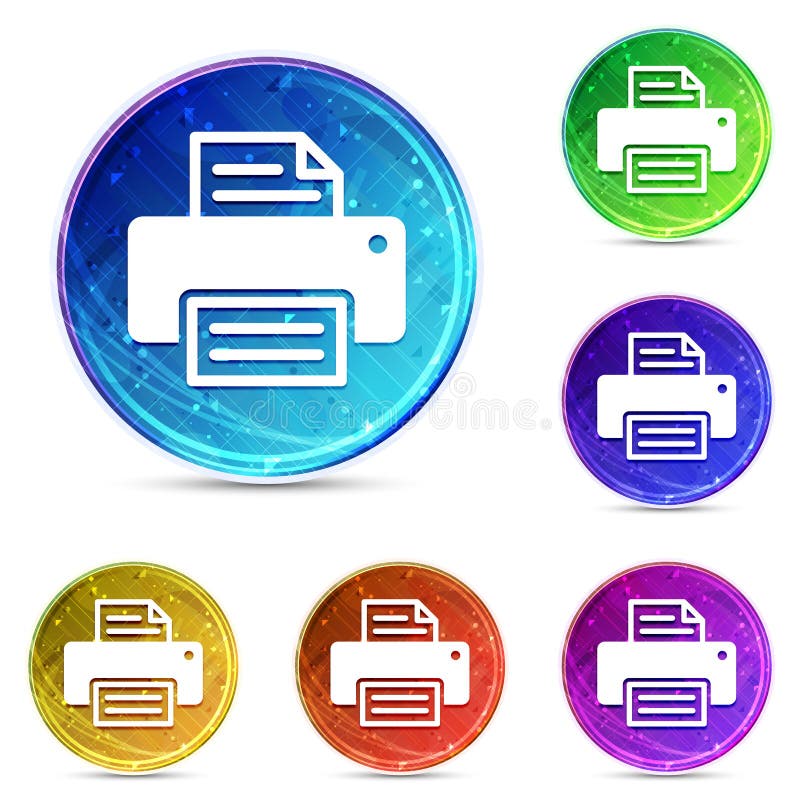 Printer Icon Digital Abstract Round Buttons Set Illustration Stock ...