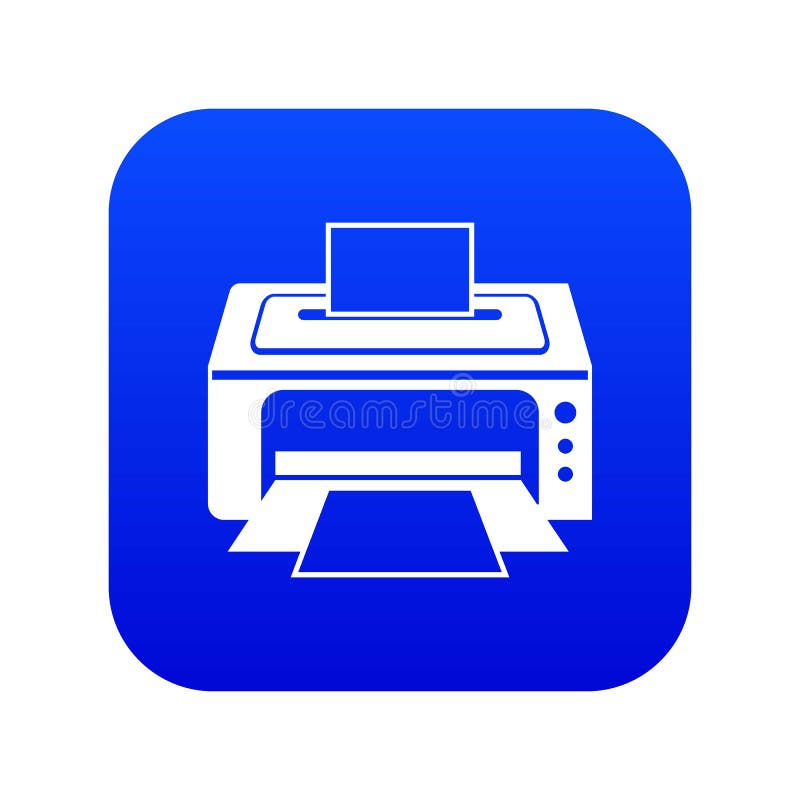 Printer icon digital blue stock vector. Illustration of card - 147349009