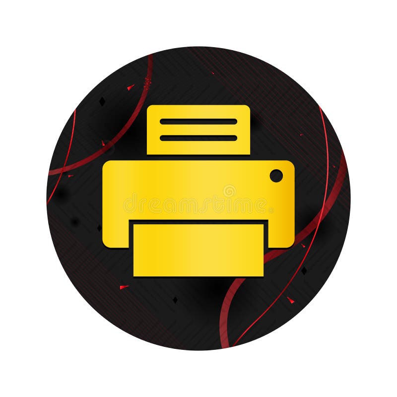 Printer Icon Elegant Black Round Button Stock Vector - Illustration of ...