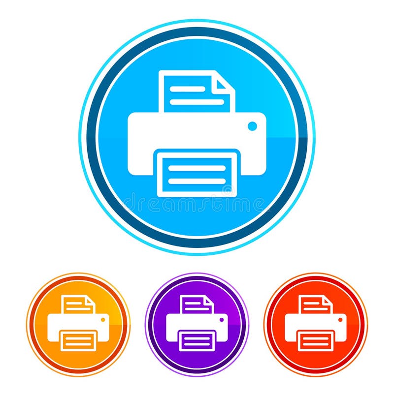 Printer Icon Digital Abstract Round Buttons Set Illustration Stock ...