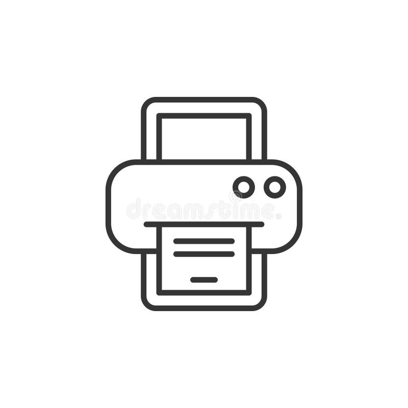 Printer Icon in Flat Linear Style. Office Machine Vector Illustration ...
