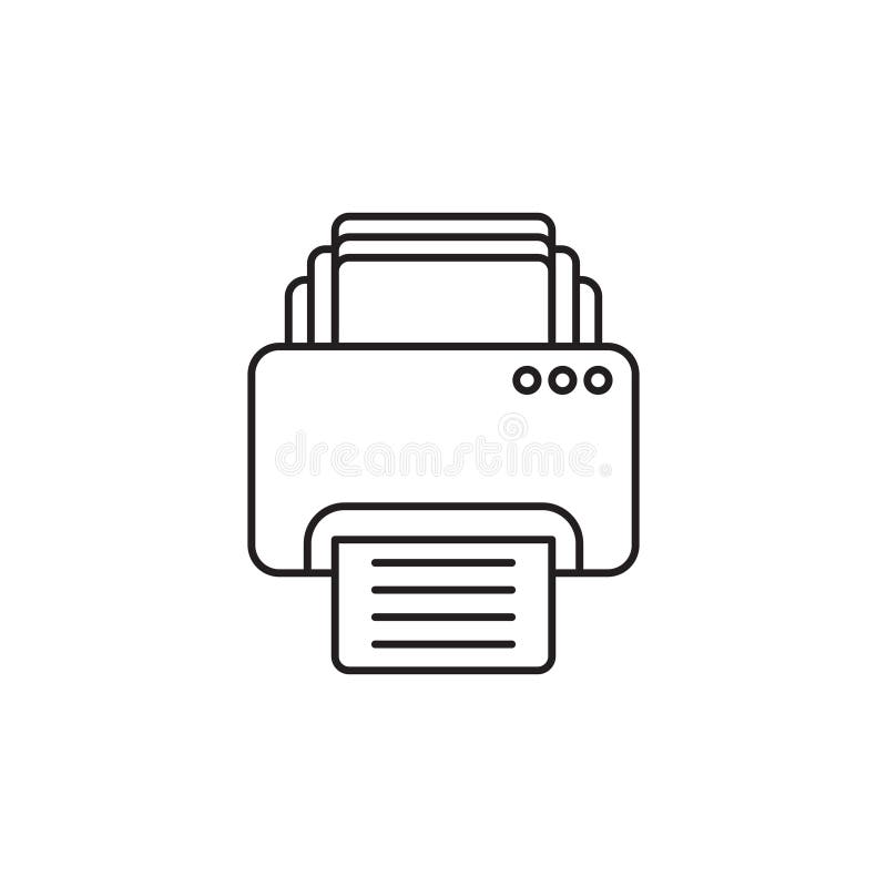Printer Icon in Flat Linear Style. Office Machine Vector Illustration ...