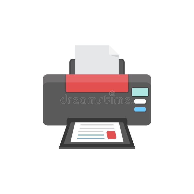 Printer Icon in Flat Style. Office Machine Vector Illustration on ...