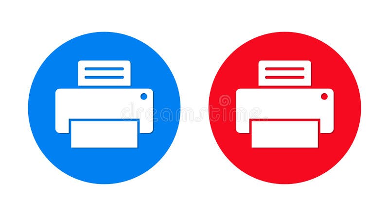 Printer Icon Flat Trendy Round Button Set Stock Vector - Illustration ...