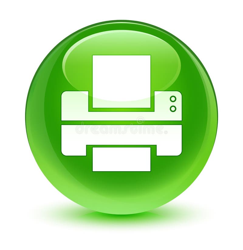 Printer Icon Glassy Green Round Button Stock Illustration ...