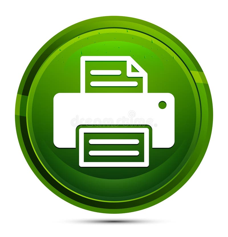 Printer Icon Glassy Green Round Button Illustration Stock Vector ...