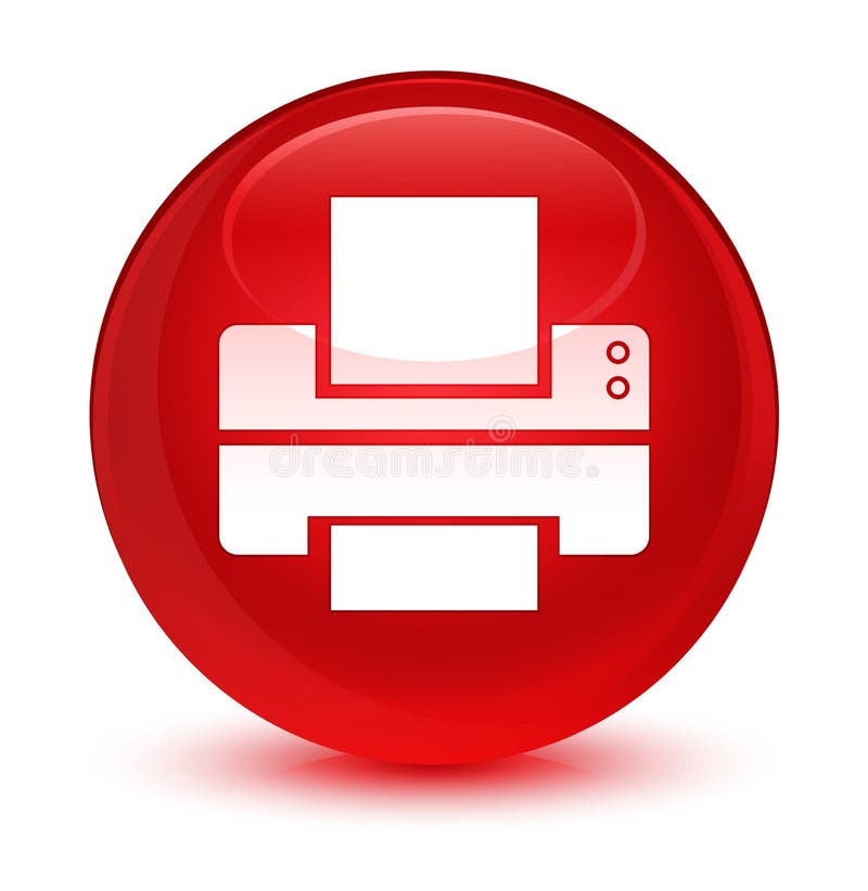 Printer Icon Glassy Red Round Button Stock Illustration - Illustration ...
