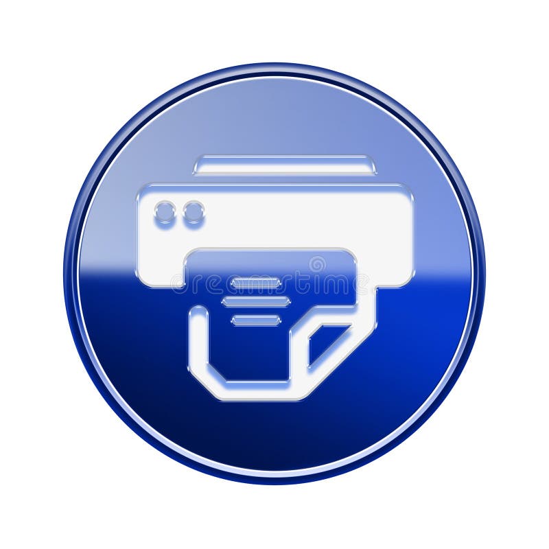 Printer icon glossy blue. stock illustration. Illustration of icon ...