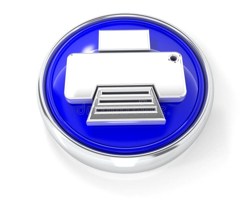 Printer Icon on Glossy Blue Round Button Stock Illustration ...