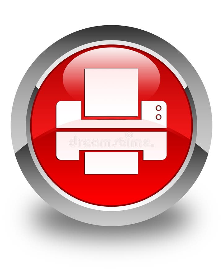 Printer Icon Glossy Red Round Button Stock Illustration - Illustration ...