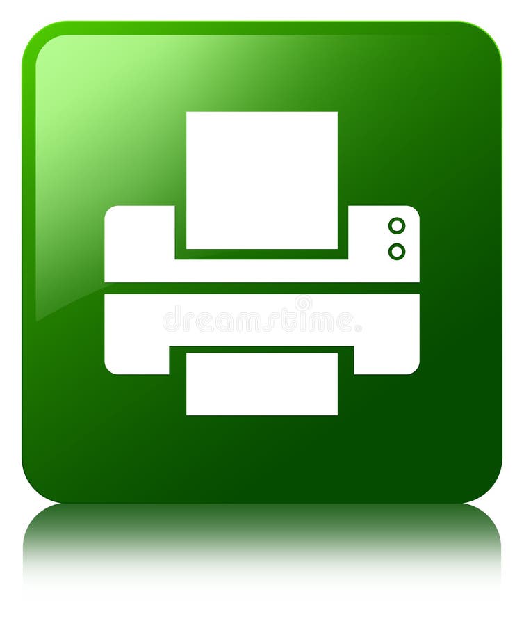 Printer Icon Green Square Button Stock Illustration - Illustration of ...