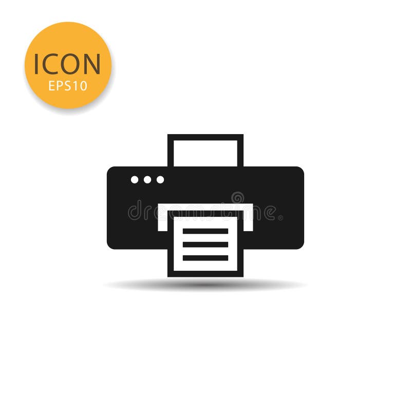 Printer Icon Isolated Flat Style. Stock Vector - Illustration of ...