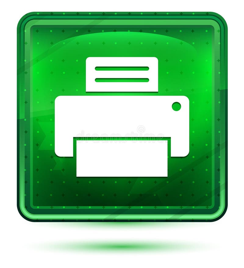 Printer Icon Neon Light Green Square Button Stock Illustration ...