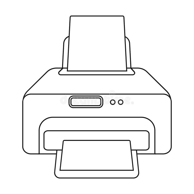 Printer Icon in Outline Style Isolated on White Background. Typography ...
