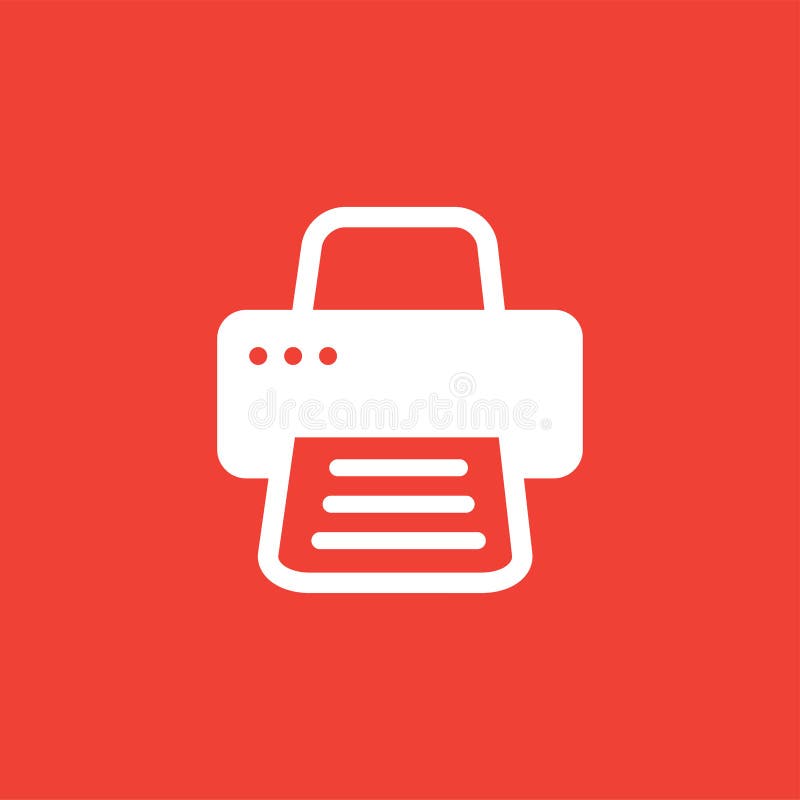 Printer Icon on Red Background. Red Flat Style Vector Illustration ...