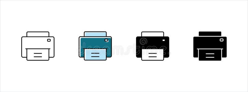 Printer Icon Set. Document Printing Machine Icons Stock Illustration ...