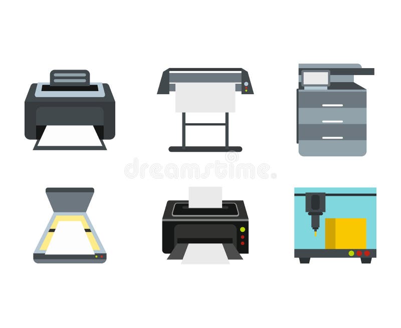 Printer Icon Set, Flat Style Stock Vector - Illustration of electrical ... Printer Icon Set, Flat Style Stock Vector - Illustration of electrical ...
