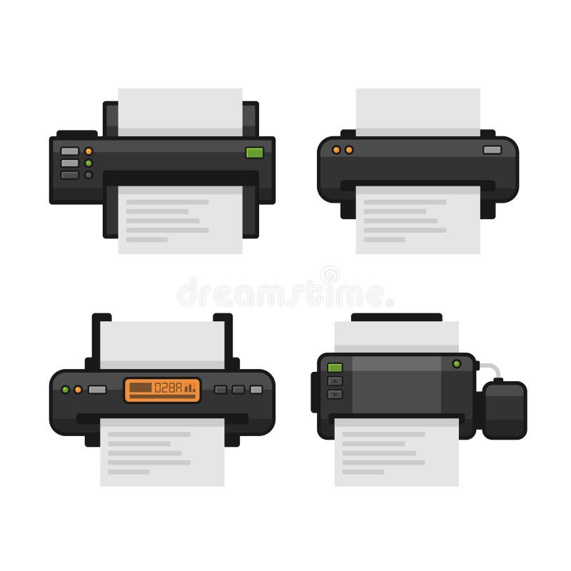 Printer Icon Set. Flat Style Stock Vector - Illustration of business ...
