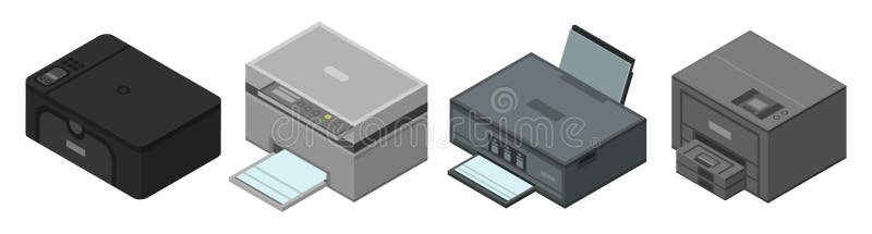 Printer Icon Set, Isometric Style Stock Vector - Illustration of ...