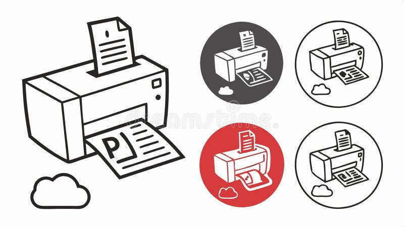 Printer Icon Set, Office Equipment Illustration Vector Design ...