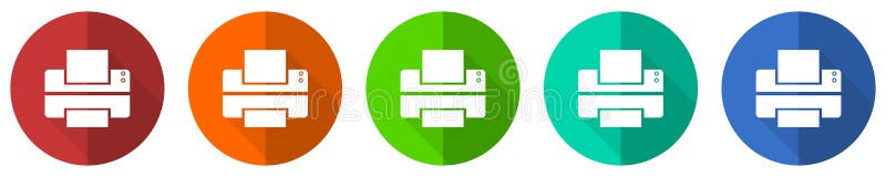 Printer Icon Set, Vector Illustration in 6 Colors Options for Webdesign ...