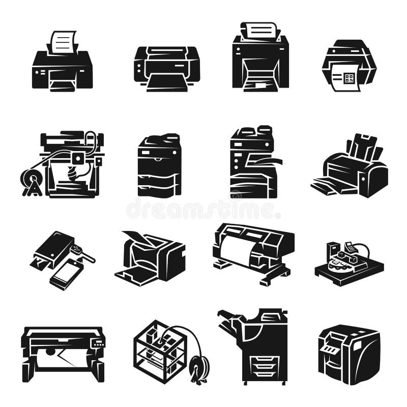 Printer Icon Set, Simple Style Stock Vector - Illustration of business ...