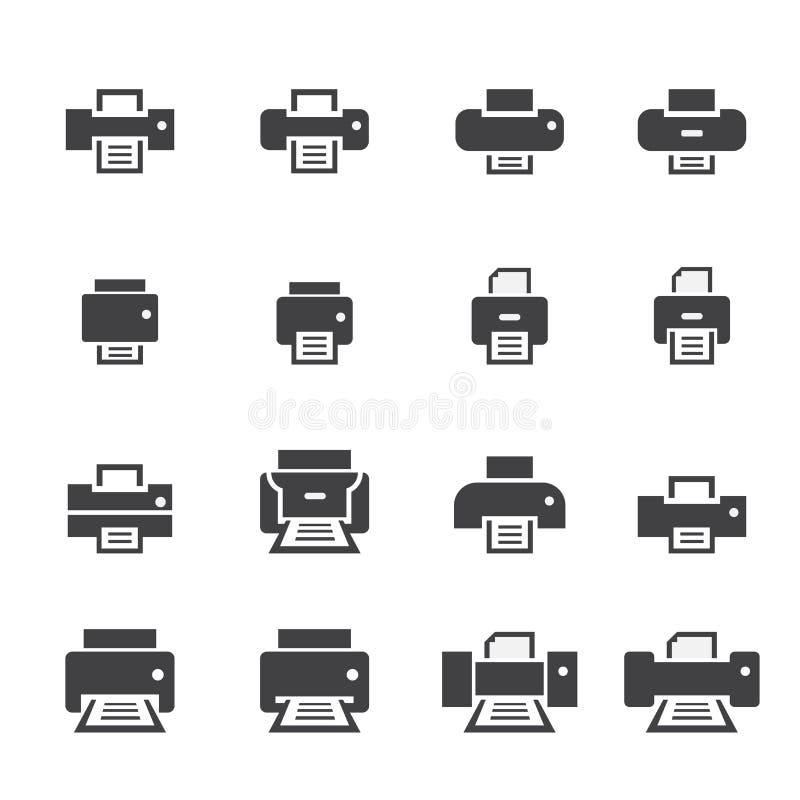 Printer icon set stock vector. Illustration of glossy - 49680475