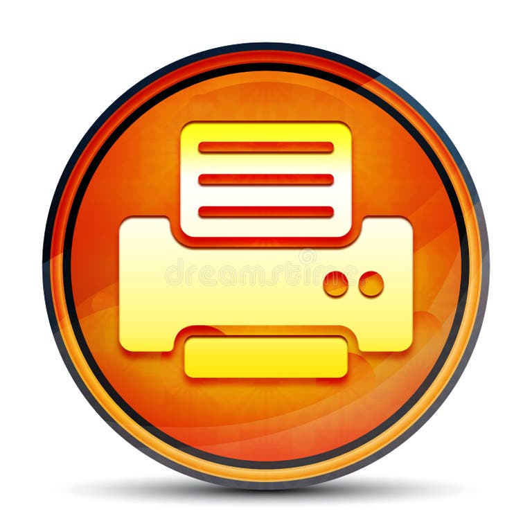 Printer Icon Shiny Bright Orange Round Button Illustration Stock ...