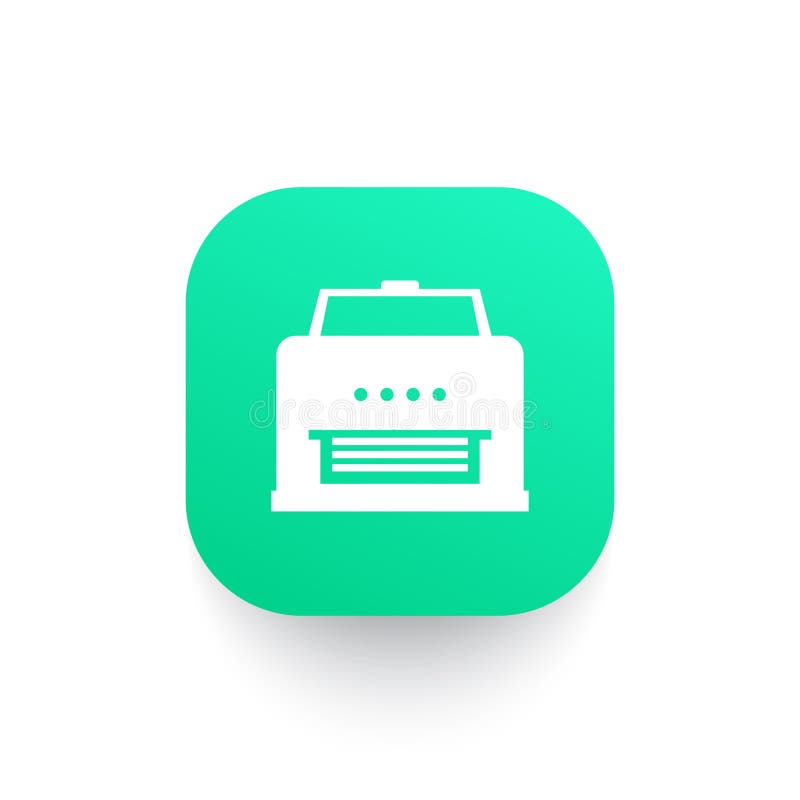 Printer Icon, Sign on Green Shape Stock Vector - Illustration of ...