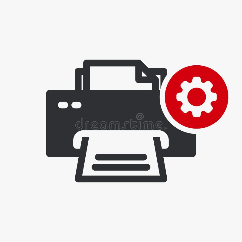 Printer Icon, Technology Icon with Settings Sign. Printer Icon and ...