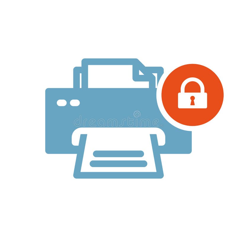 Printer Icon, Technology Icon with Padlock Sign. Printer Icon and ...