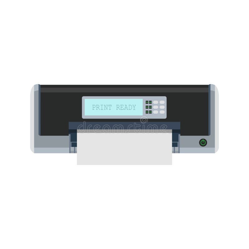 Office Printer Technology Vector Illustration. Computer Printer Paper ...