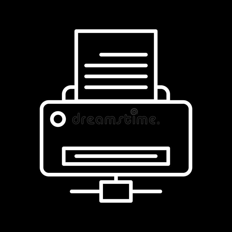 Printer Icon Vector. Outline Illustration. Pictogram Isolated on Black ...
