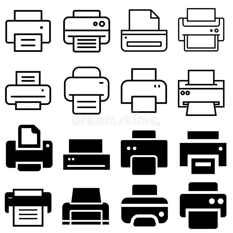 Printer Icon Vector Set. Copy Machine Illustration Sing Collection ...