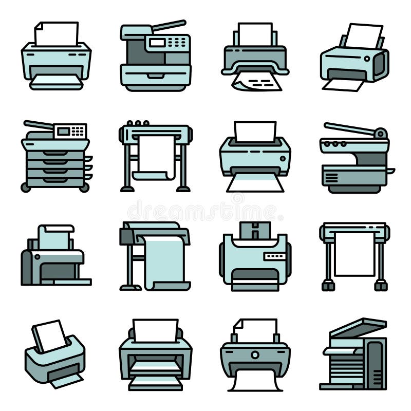 Printer Icons Set, Outline Style Stock Vector - Illustration of ... Printer Icons Set, Outline Style Stock Vector - Illustration of ...