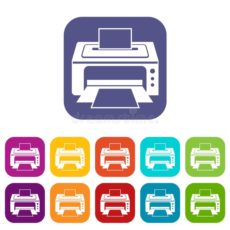 Printer icons set stock vector. Illustration of device - 96465772