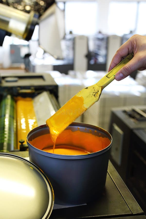 Printer Ink. the Canister Puts Paint from the Can Onto the Printing ...