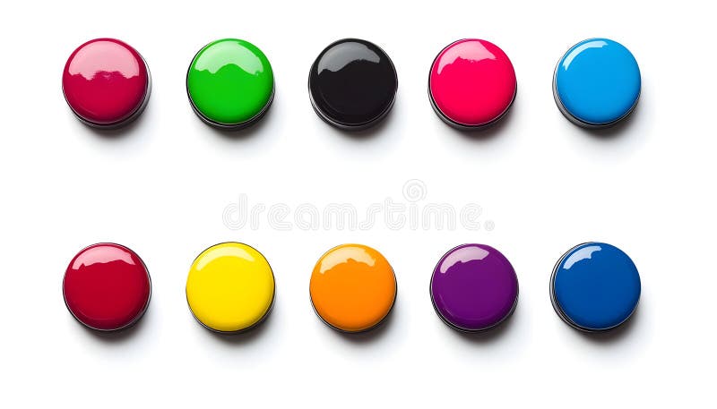 Printer Ink of Different Colors. Set of Spots Isolated on White, Top ...