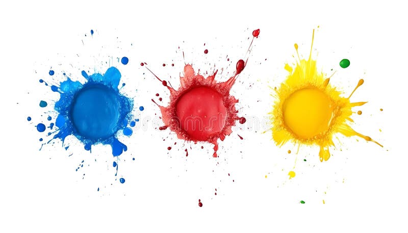 Printer Ink of Different Colors. Set of Spots Isolated on White, Top ...