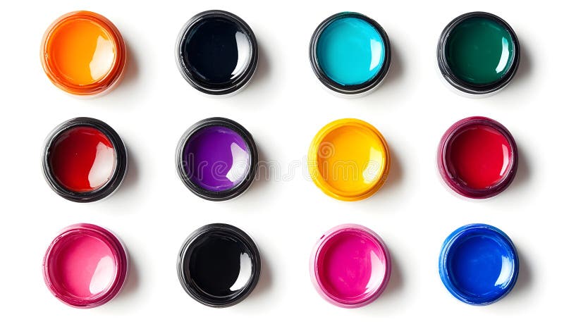 Printer Ink of Different Colors. Set of Spots Isolated on White, Top ...